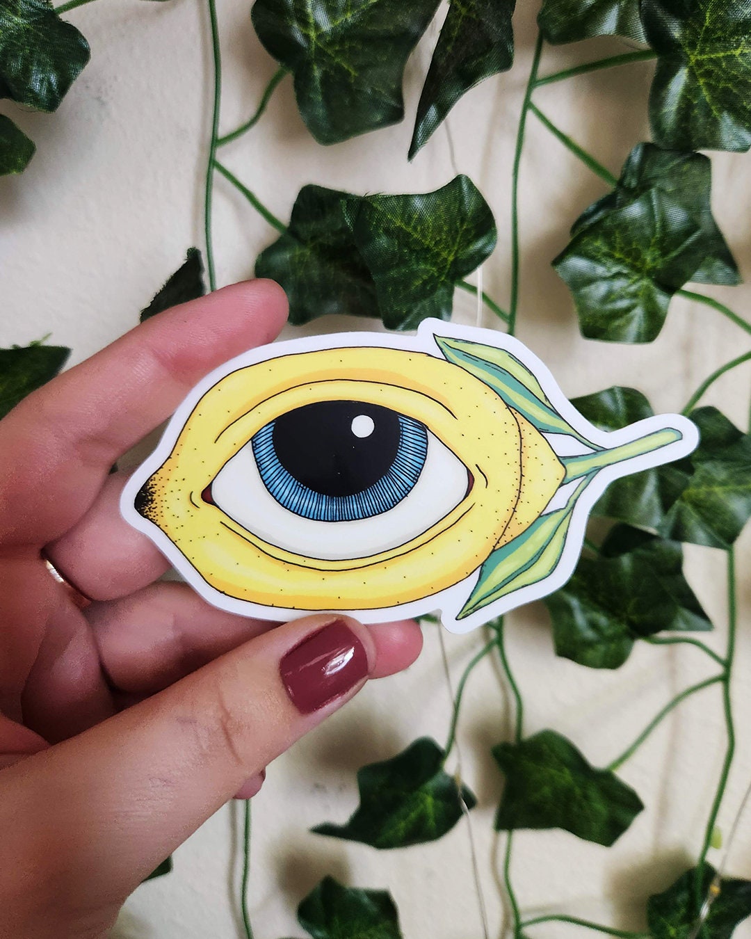Trippy Lemon Eye Vinyl Sticker - Etsy
