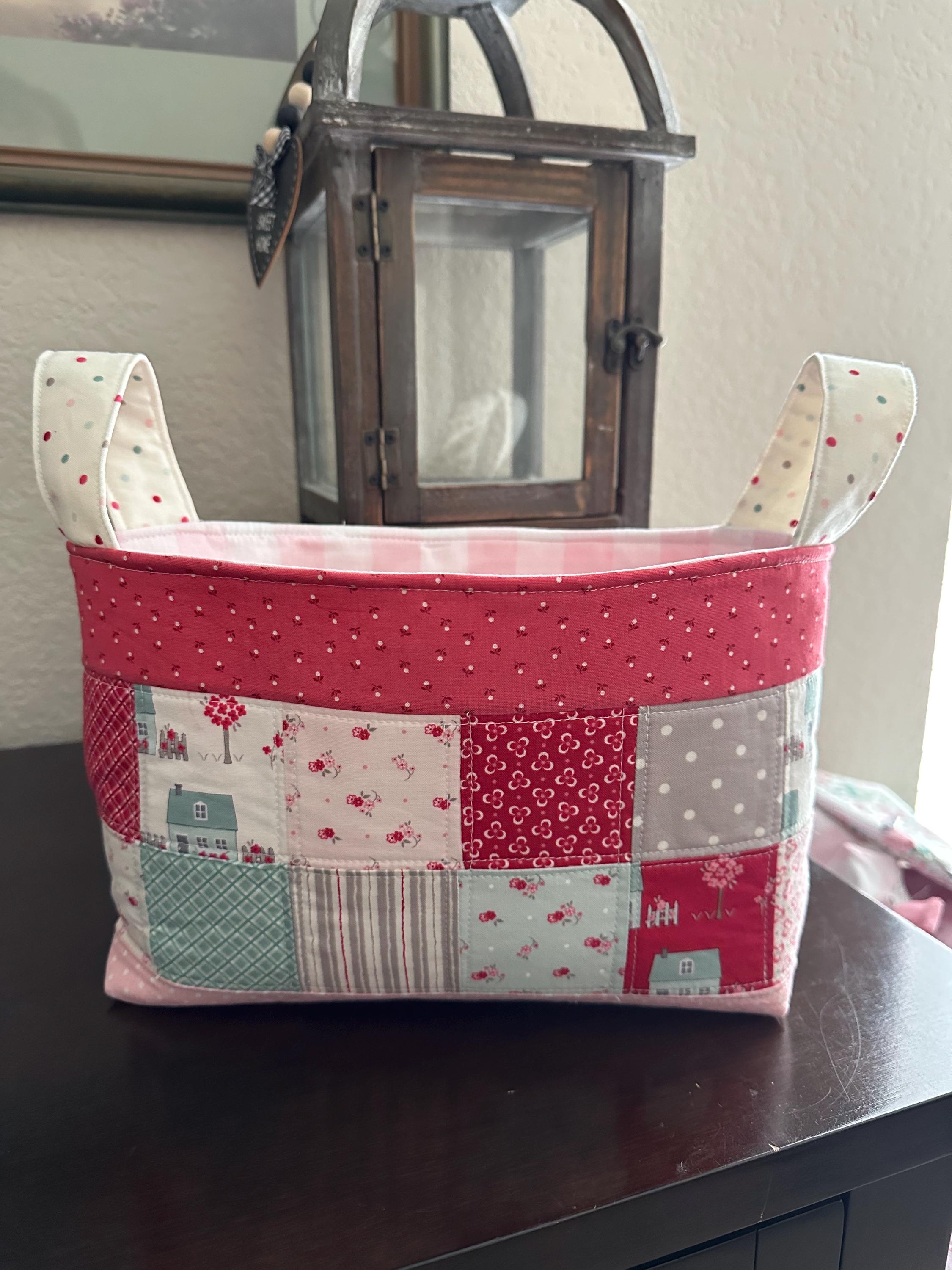 Quilted Fabric Storage Basket – Beginner-friendly Pattern, Charm Pack Basket, Handmade Basket ...