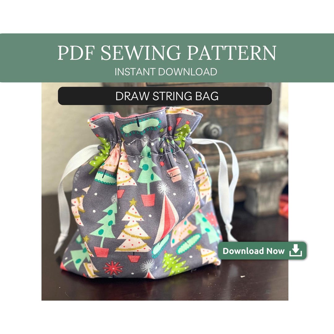 Drawstring Bag PDF Pattern Medium Size | Christmas Gift Bag Pattern ...