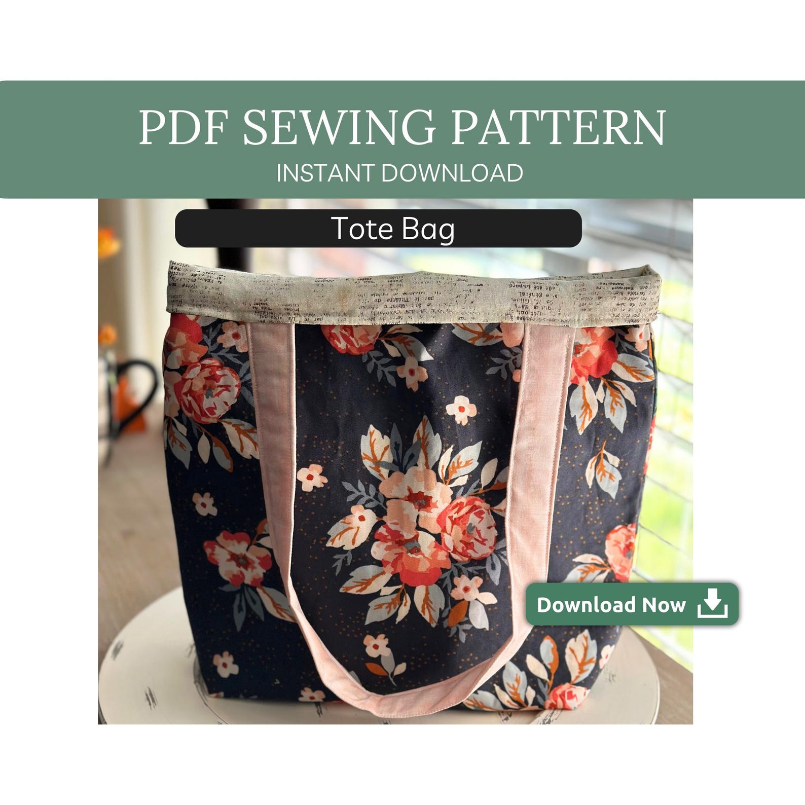 Beginner-friendly Fabric Tote Bag PDF Pattern Easy Step-by-step Sewing ...