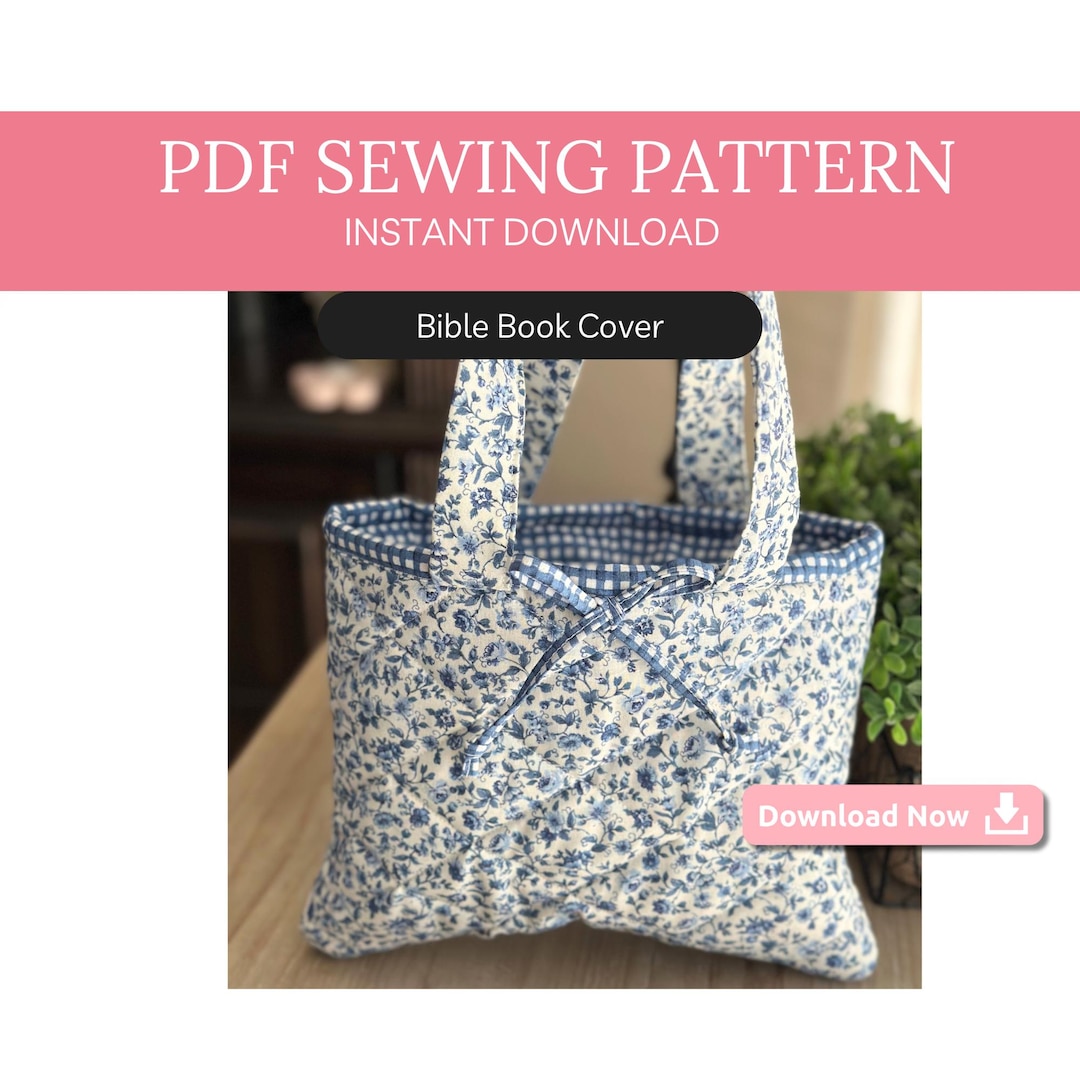 Quilted Bible Cover Sewing Pattern PDF | DIY Bible Sleeve With Handles ...