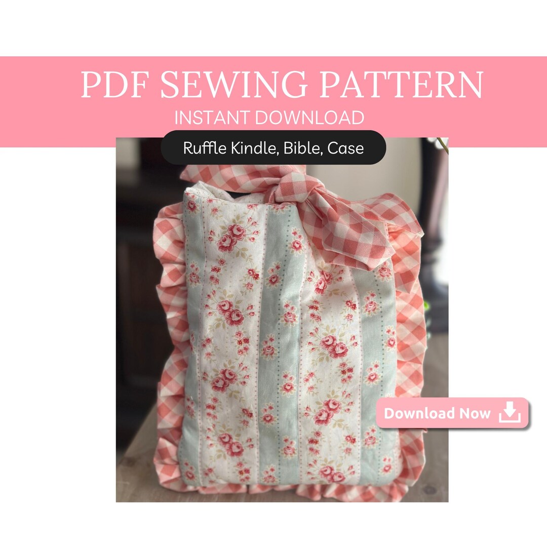 Quilted Book and Kindle Cover Sewing Pattern PDF | Ruffle Case for ...