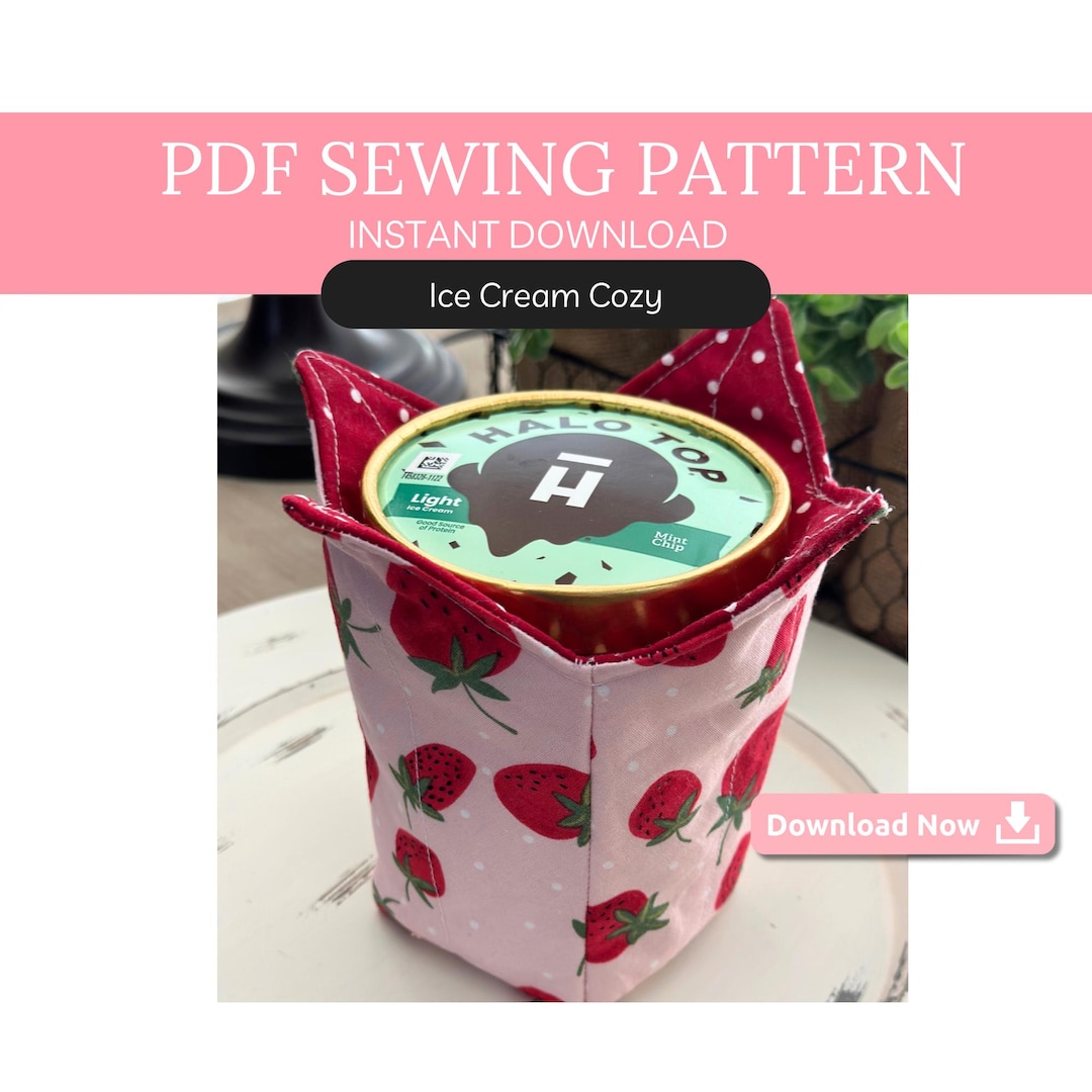 Ice Cream Pint Cozy Sewing Pattern PDF – Beginner-friendly Bowl Cozy ...