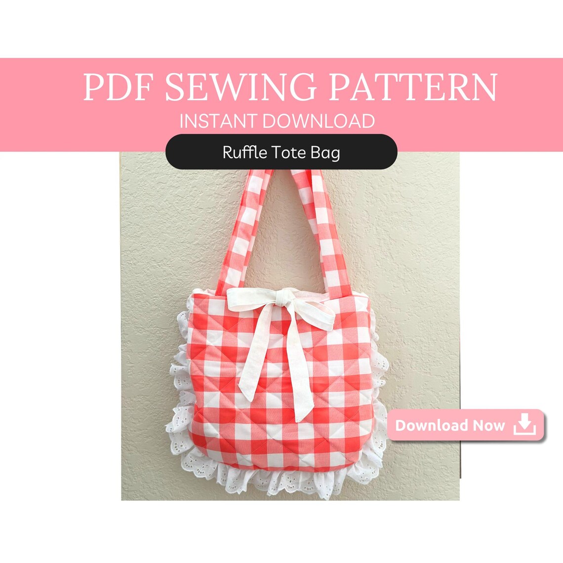 Ruffle Tote Bag Sewing Pattern PDF – DIY Tote Bag With Ruffle Tutorial ...