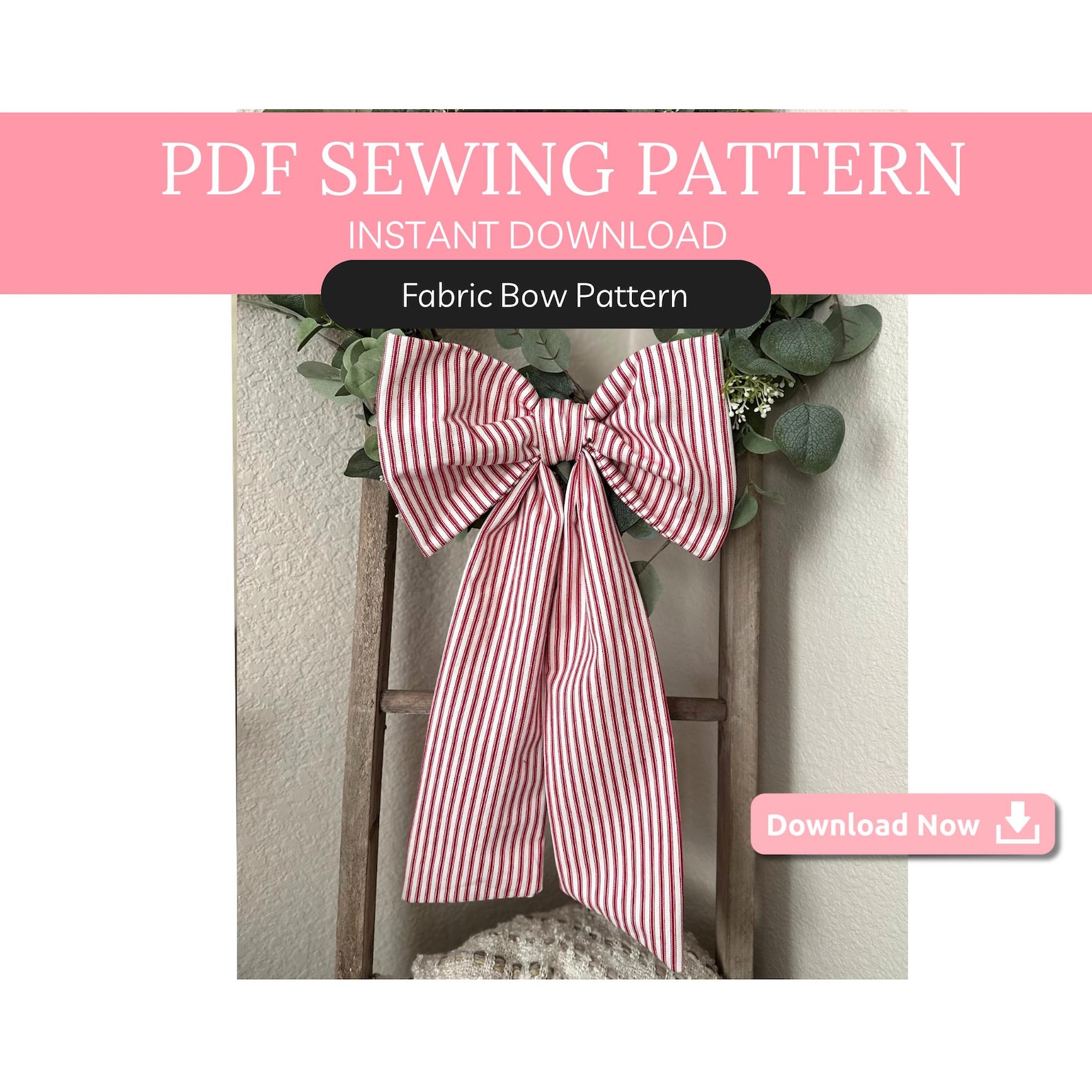 Oversized Fabric Bow Sewing Pattern PDF, DIY Wreath Bow Tutorial ...