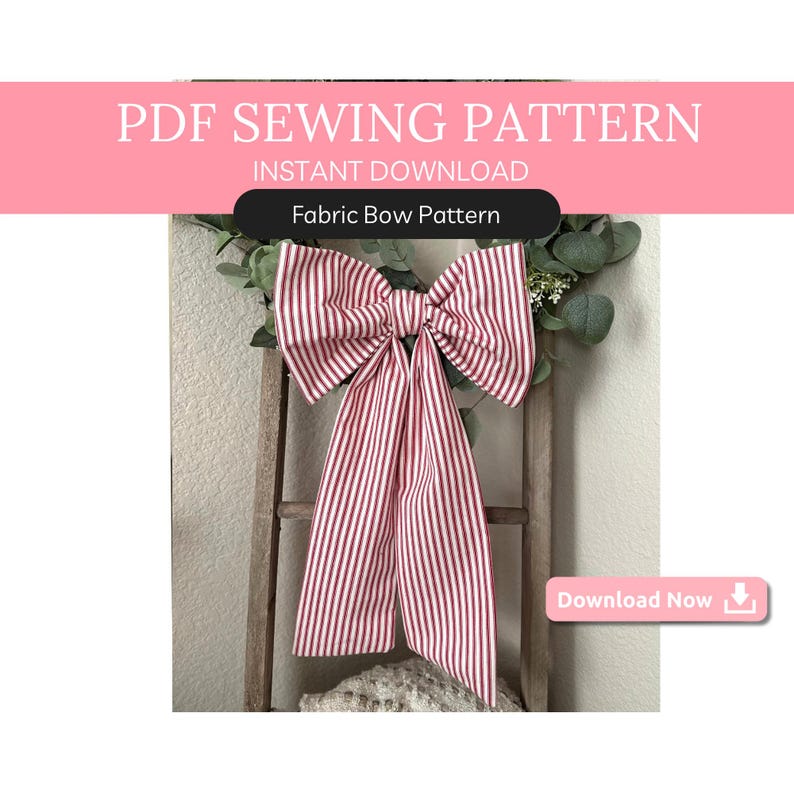 Oversized Fabric Bow Sewing Pattern PDF, DIY Wreath Bow Tutorial ...