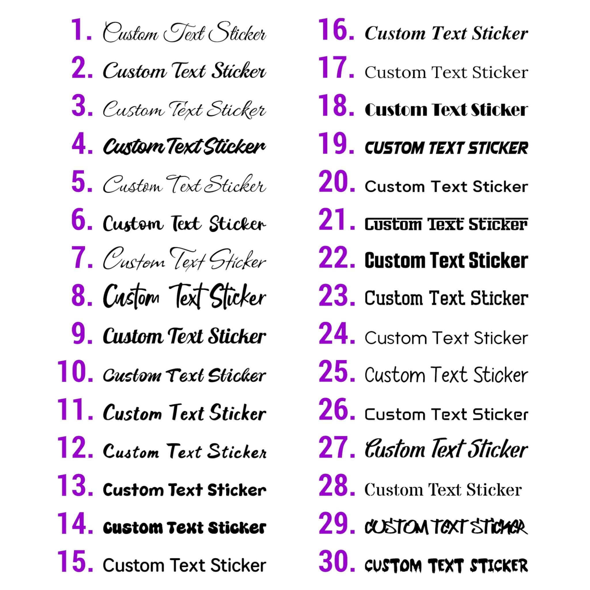 Custom Text Vinyl Stickers Decals Personalised Fonts Slogan Wording ...