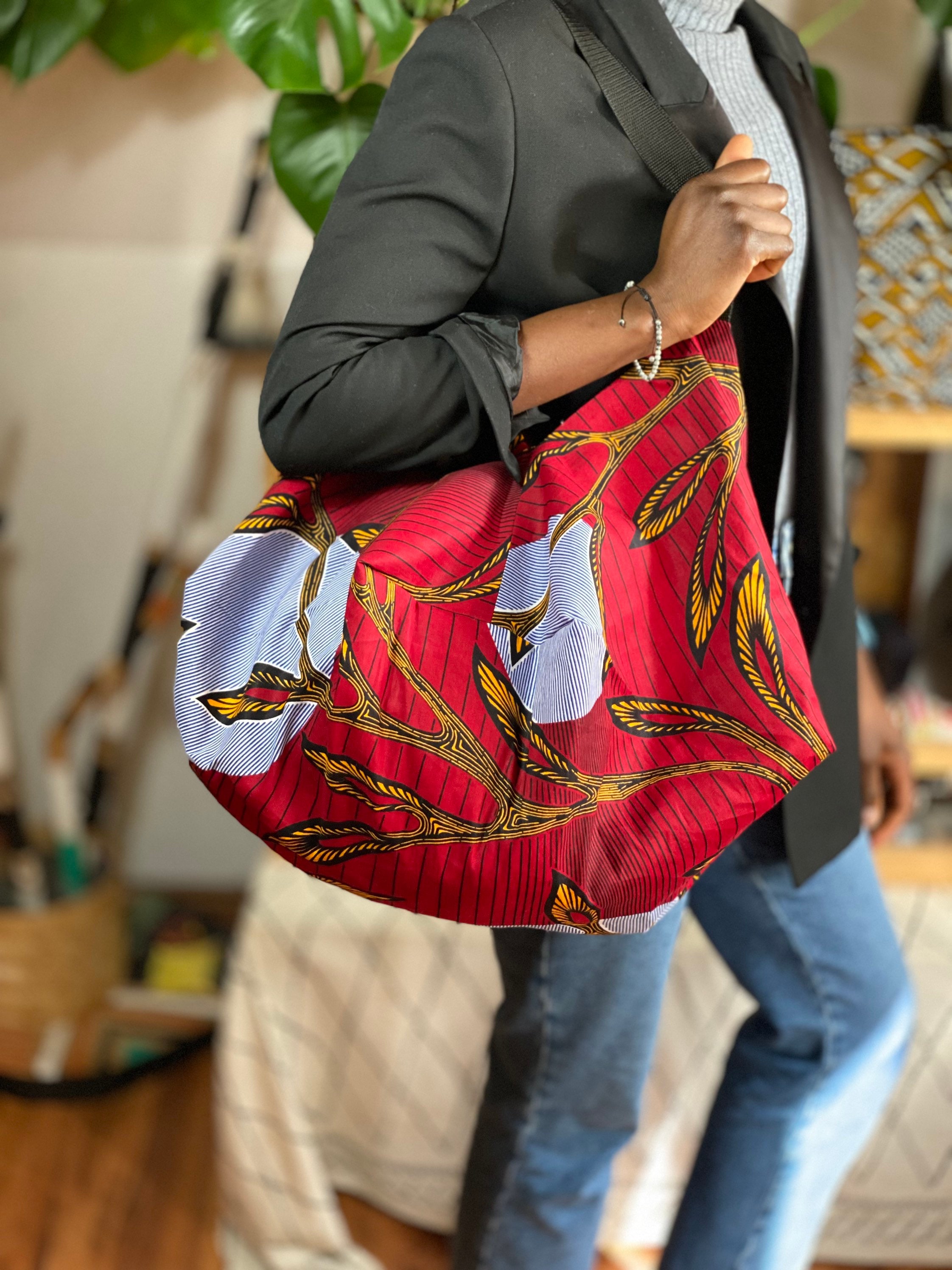 Japanese Origami Bag in Wax, Ankara Origami Tote Bag, Japanese, Origami ...