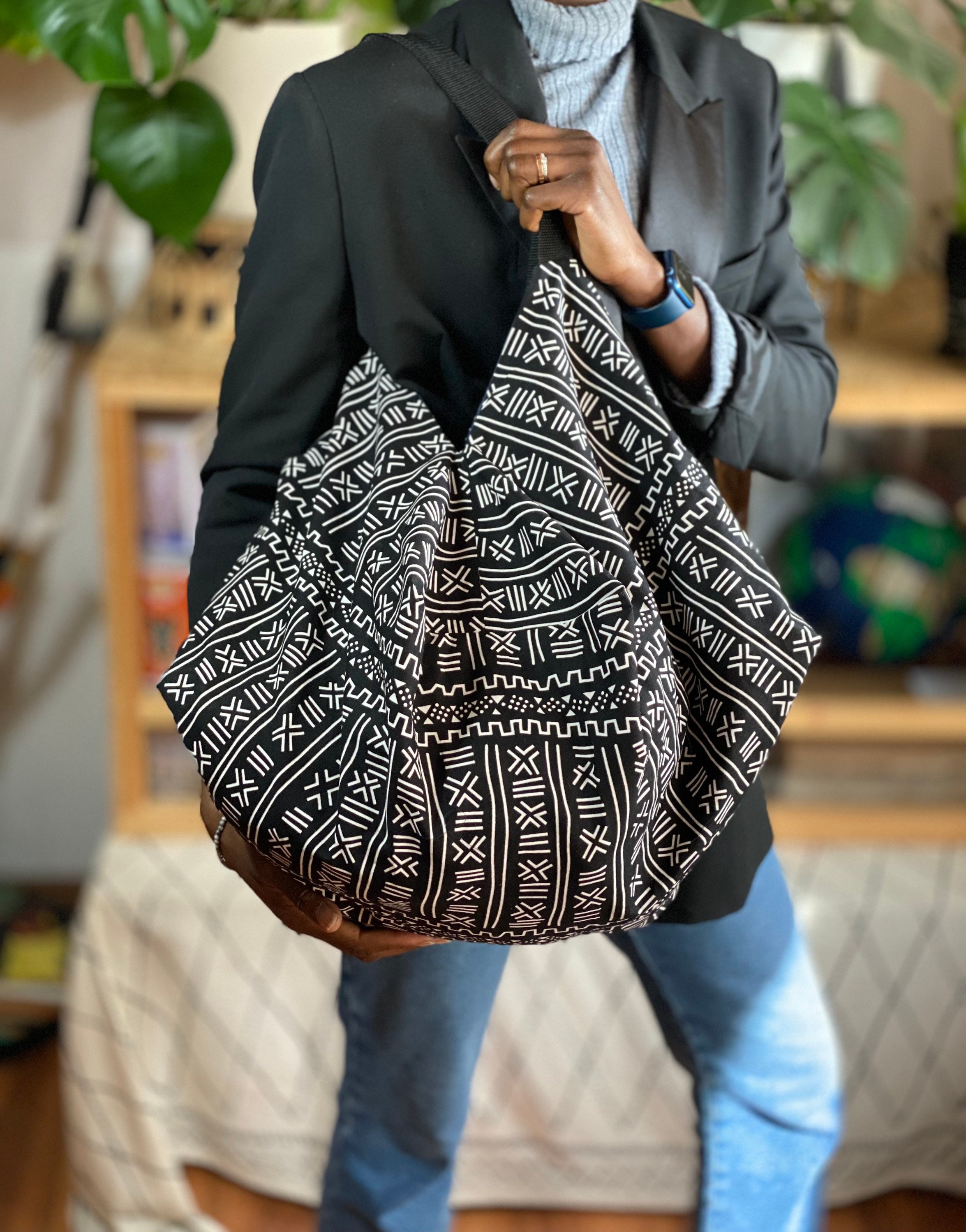 Japanese Origami Bag in Wax, Ankara Origami Tote Bag, Japanese, Origami ...