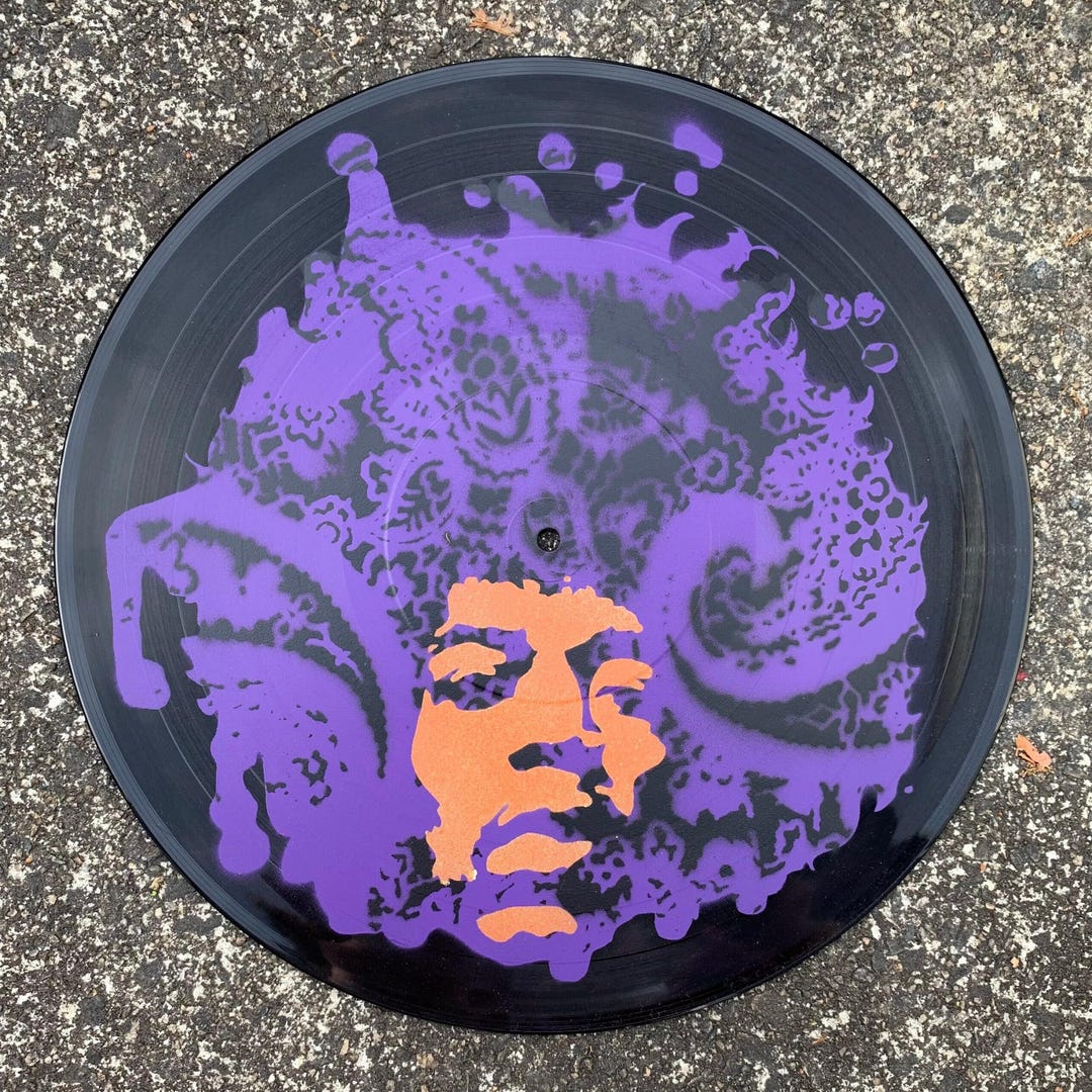 Jimi Hendrix - Hand Painted 12" Vinyl Record Art / Wall Decor / Music ...