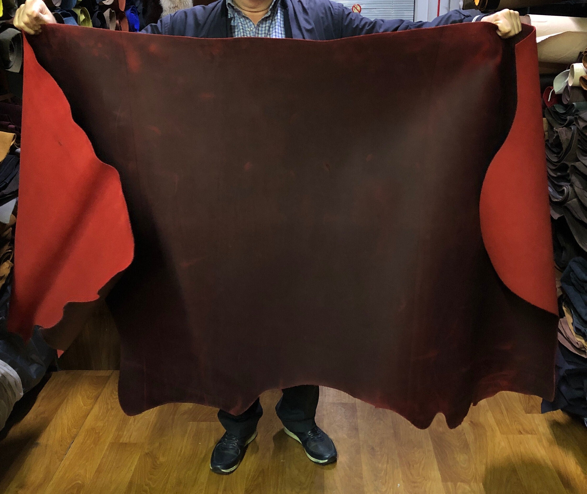 Red 1.8-2 Mm Crazy Horse Calf Leather, Effect Leather, Supply for ...