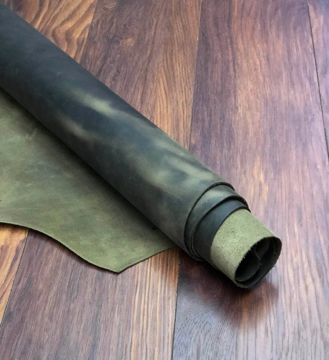 Olive Green 1.8-2 Mm Crazy Horse Calf Leather, Effect Leather, Supply ...