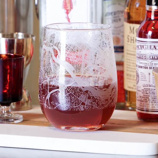 Etched Map on Wine Glass - Etsy