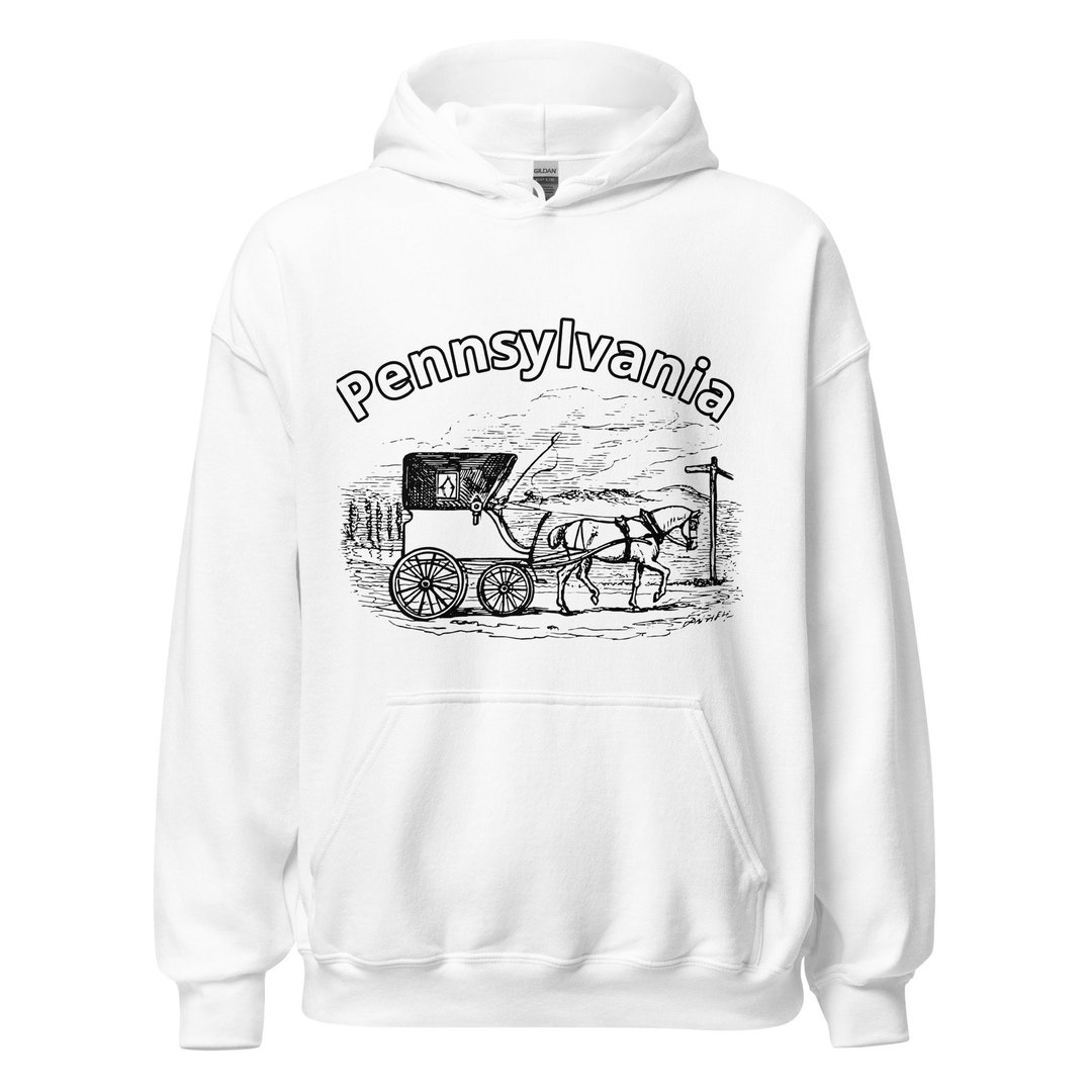 Pennsylvania Hooded Sweatshirt Amish Horse and Buggy Scene Unisex ...