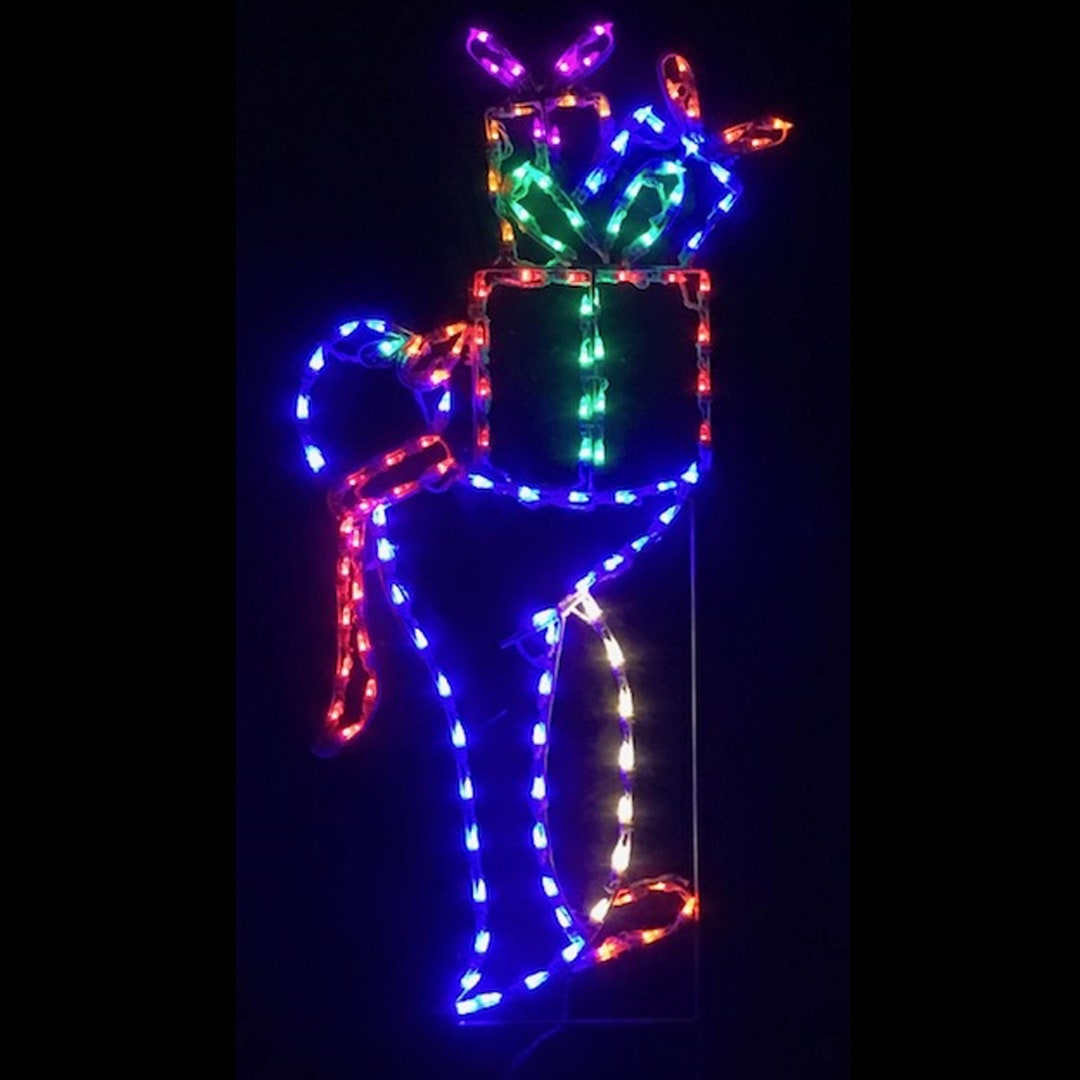 Christmas Penguin With Gifts LED Lighted Wireframe Yard Art Holiday ...