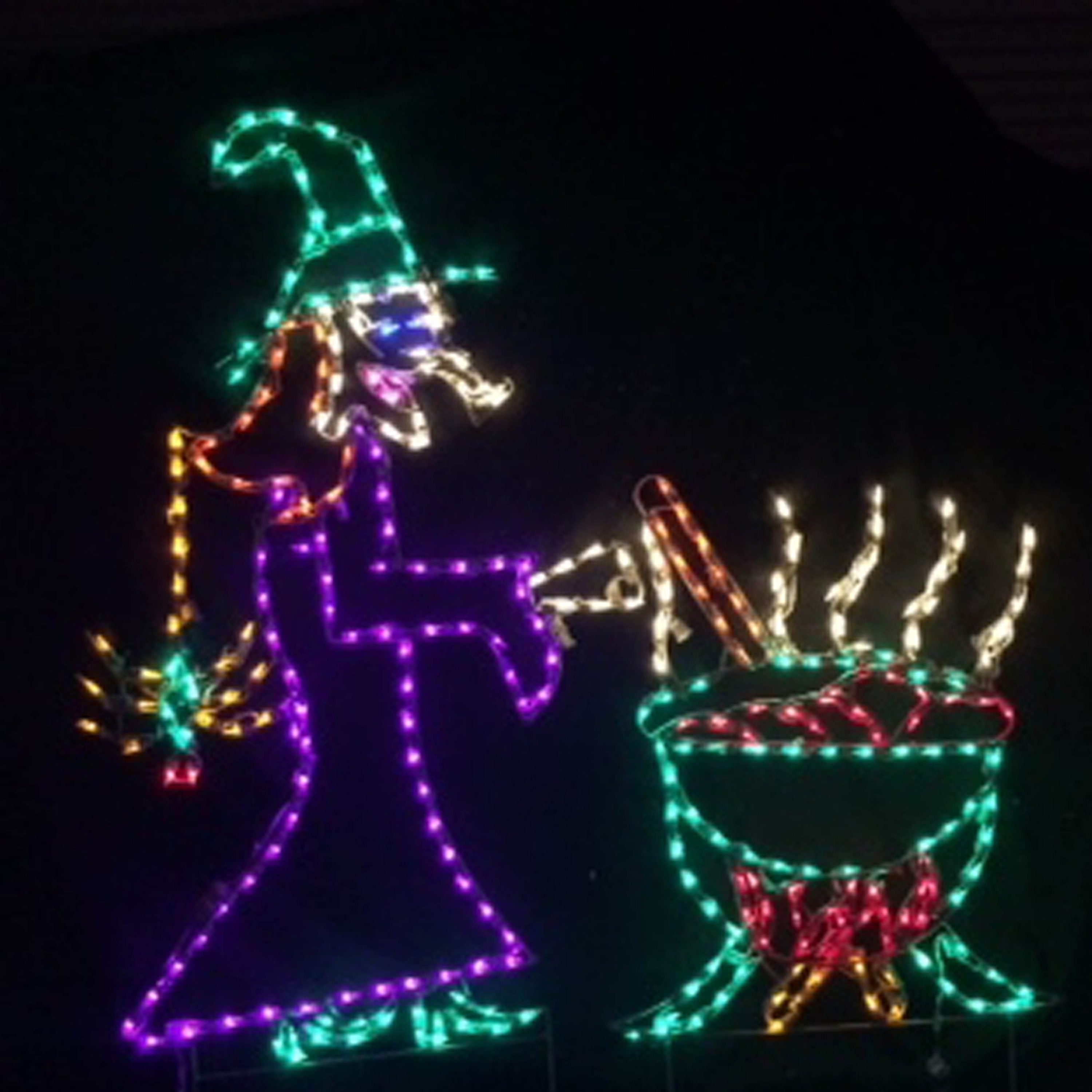 Halloween Outdoor Decorations LED Lighted Witch With Cauldron - Etsy