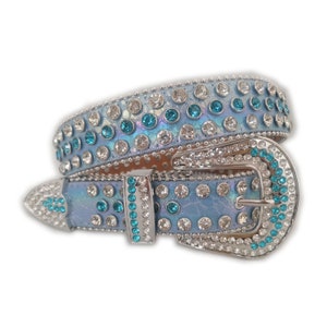 Western Rhinestone Belts Luxury Holographic Croc Print Rodeo Party ...