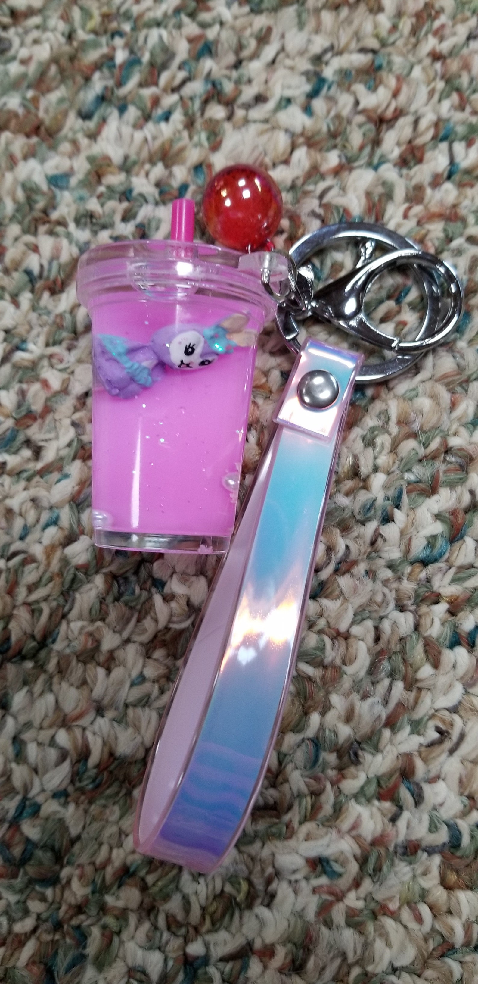 Bunny Glitter Liquid Keychains, Cute Kawaii Boba Babies, Milk Tea Drink ...