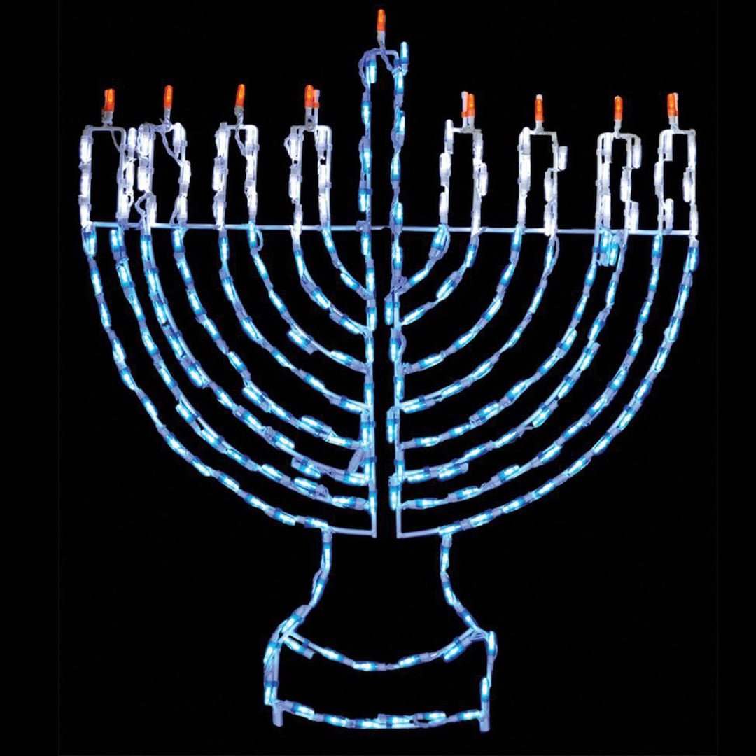 Menorah LED Blue Holiday Yard Art Outdoor Lighted Decoration Jewish ...