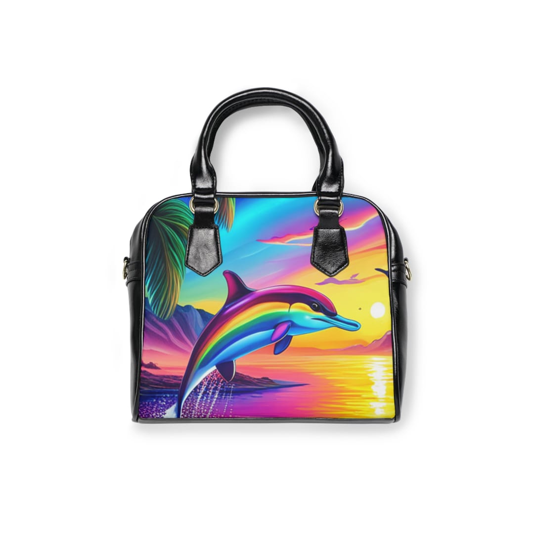 Rainbow Dolphin Beach Purse Bright Colorful Art Bags - Etsy