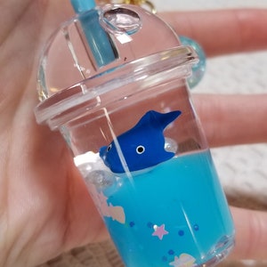 Blue Liquid Keychains Toy Bag Charm, Cute Kawaii Keychain, Bubble Boba ...