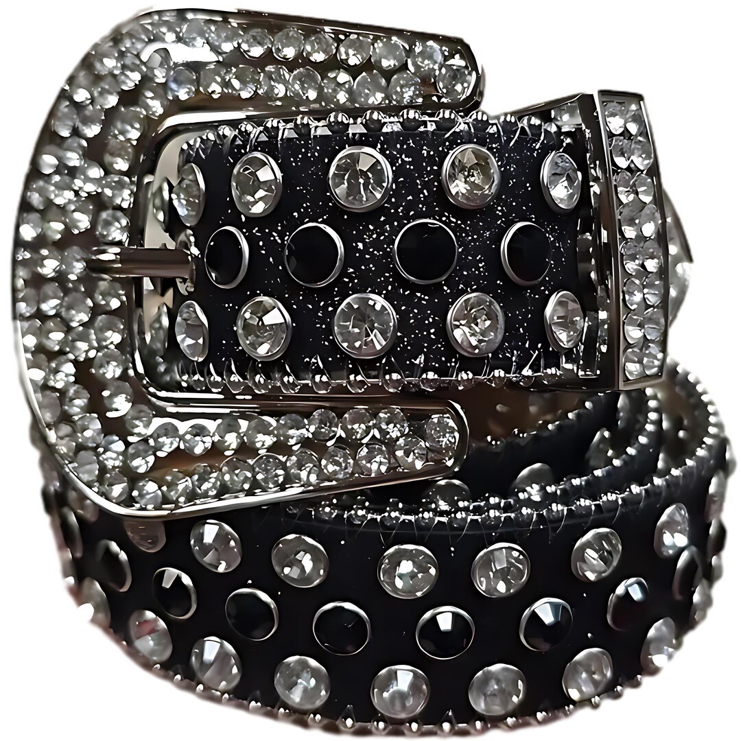 Western Rhinestone Sparkly Glitter Belt Black Silver Bling Country ...