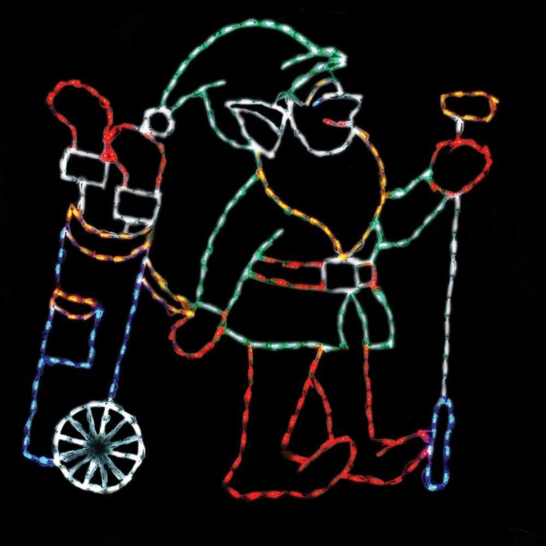 Christmas Outdoor Decorations LED Lighted Elf Golfing Yard Art ...
