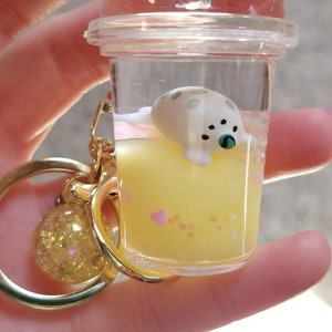 Boba Baby Liquid Keychains Cute Fish Sea Life Clown Fish, Seal, Whale ...