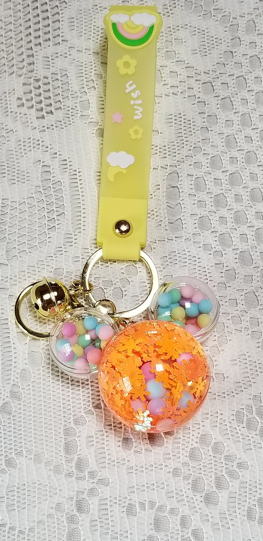 Magical Mouse Ears, Cute Kawaii Keychains, Liquid Keychains, Orange ...