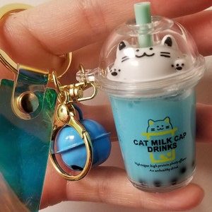 Boba Baby Liquid Keychains Cute Fish Sea Life Clown Fish, Seal, Whale ...