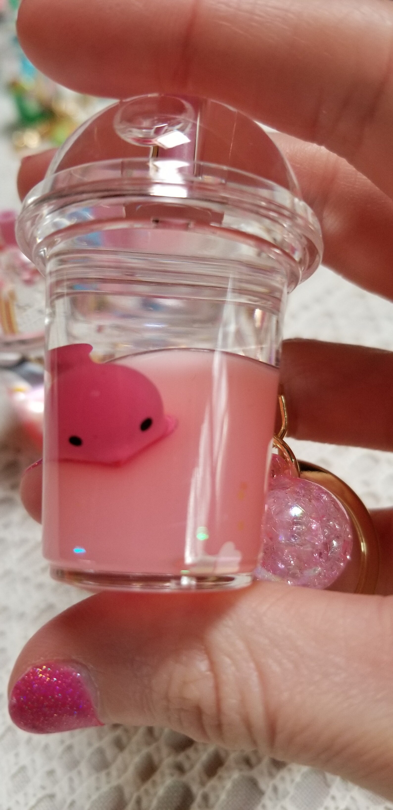 Pink Liquid Keychains, Kawaii Boba Babies, Cute Keychain Bag Charms ...