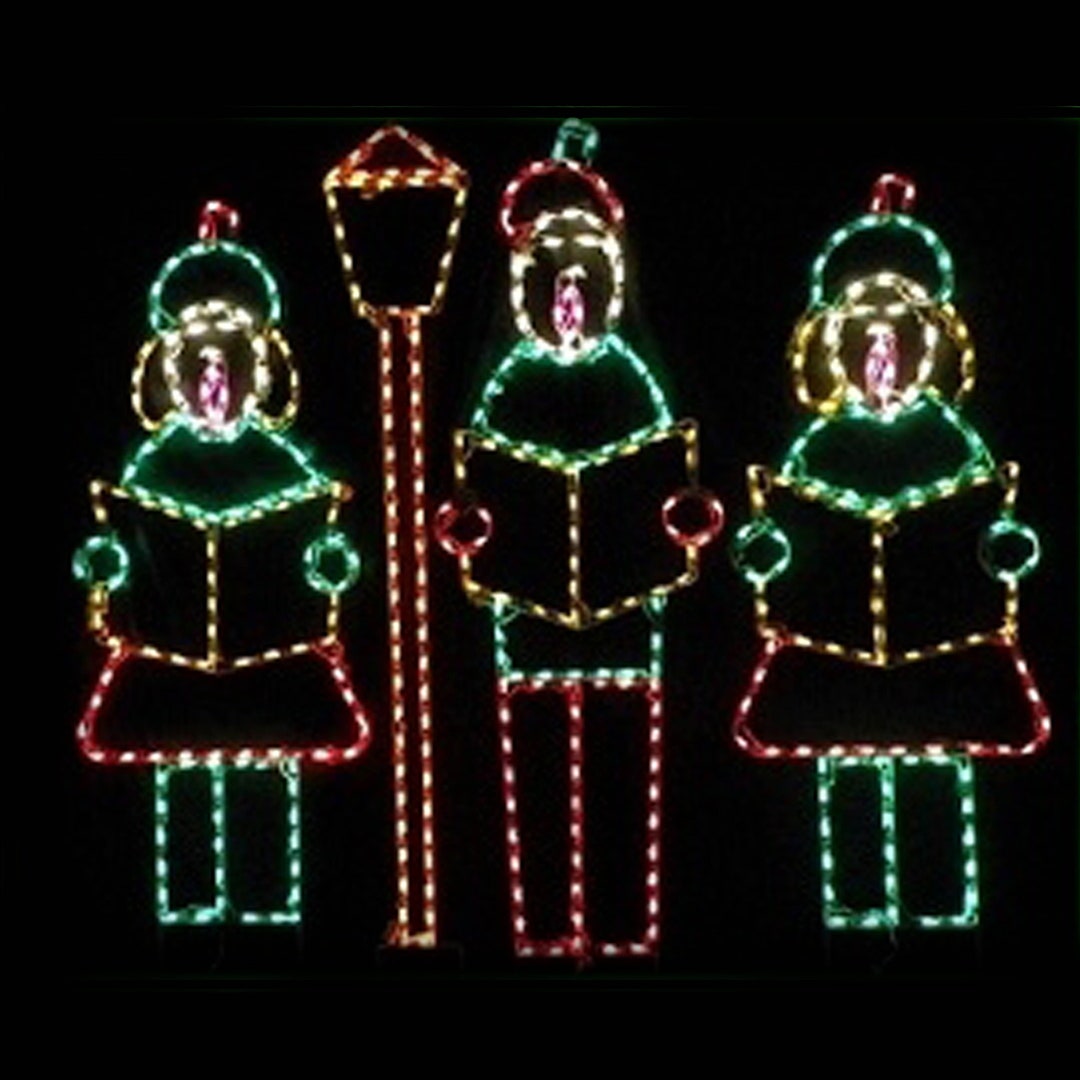Christmas Outdoor Decorations LED Carolers Scene Wireframe Yard Art ...