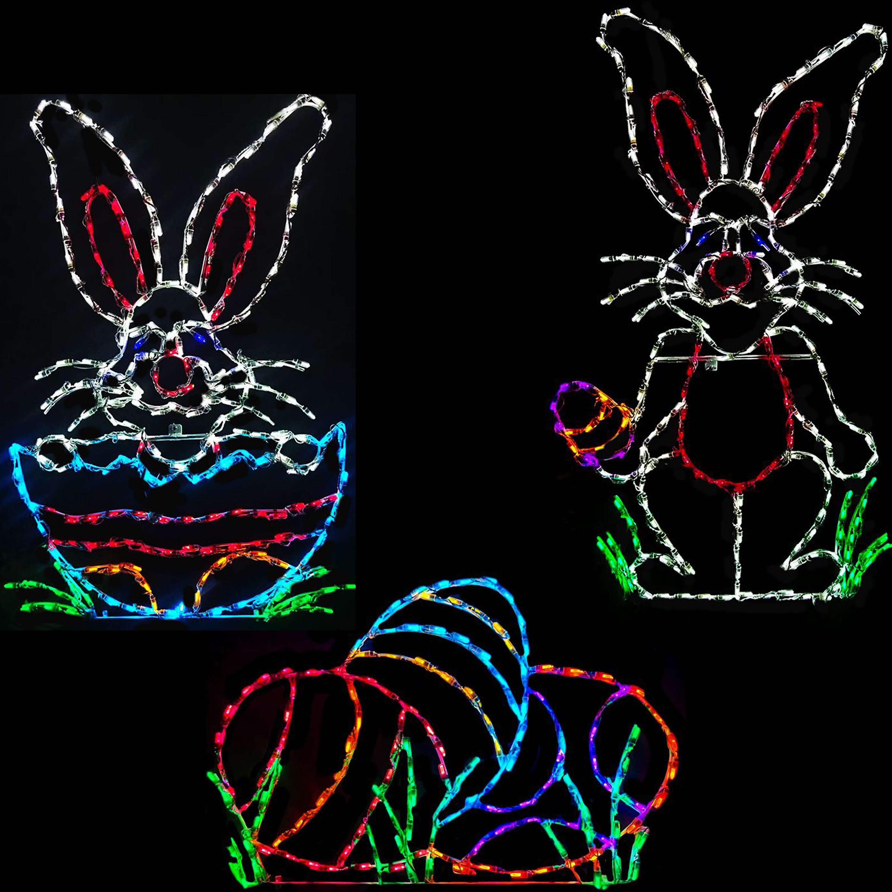 Easter Outdoor Decorations LED Easter Bunnies and Eggs Scene Large Wireframe Yard Art - Etsy
