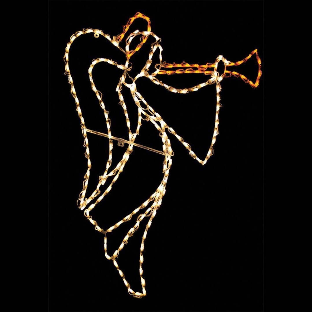 Christmas Angel With Trumpet LED Wireframe Outdoor Decoration White ...