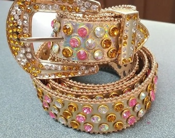 Pink Western Rhinestone Belts Glitter Women's Girls Cowgirl Rodeo Party ...