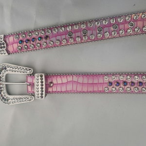 Western Rhinestone Belts Luxury Holographic Croc Print Rodeo Party ...