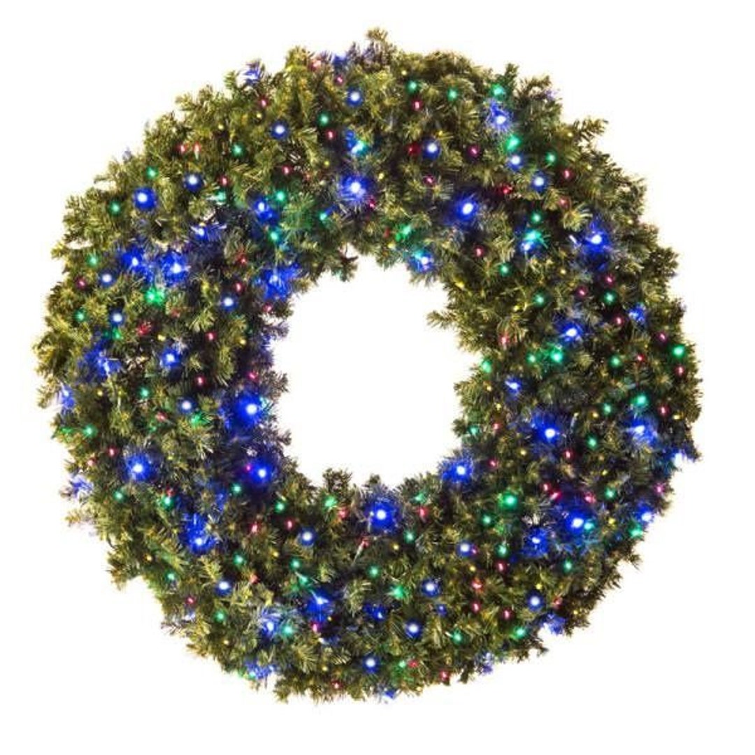 60 LARGE Outdoor Indoor Multicolor Christmas Wreath Huge Lighted ...