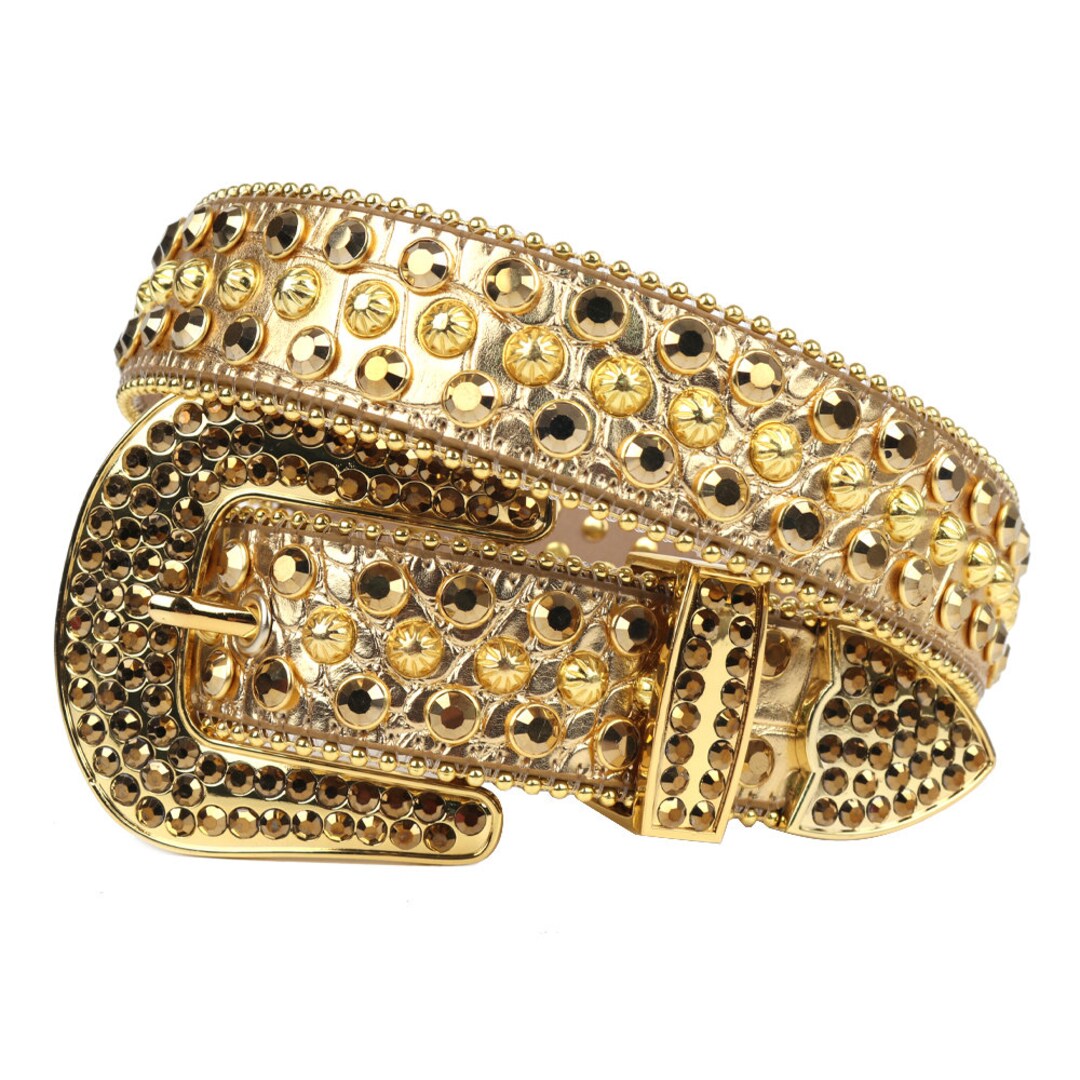 Bright Gold Rhinestone Buckle Belt Country Western Rodeo Bling - Etsy