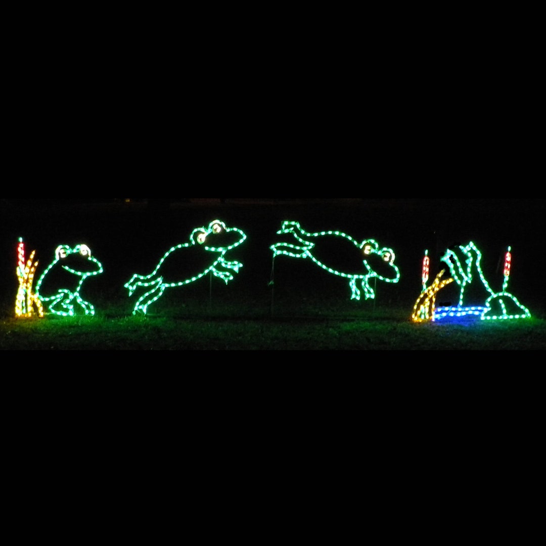 Christmas Outdoor Decorations LED Animated Jumping Frog Wireframe ...