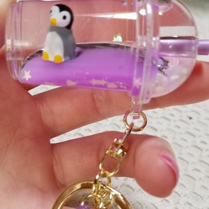 Purple Penguin Liquid Keychains Cute Kawaii Bag Charms for Purses ...