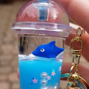 Boba Baby Liquid Keychains Cute Fish Sea Life Clown Fish, Seal, Whale ...