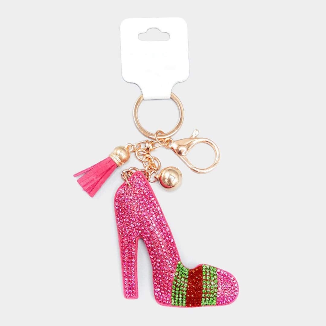 Pink High Heel Shoe Tassel Bling Stiletto Keychain Cute and - Etsy