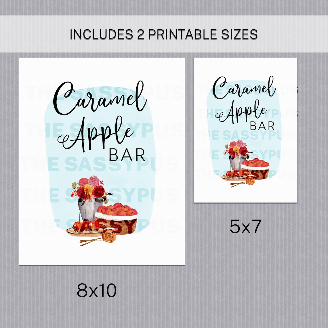 Caramel Apple Bar Sign Printable Candy Apple Bar Signs Digital Download ...