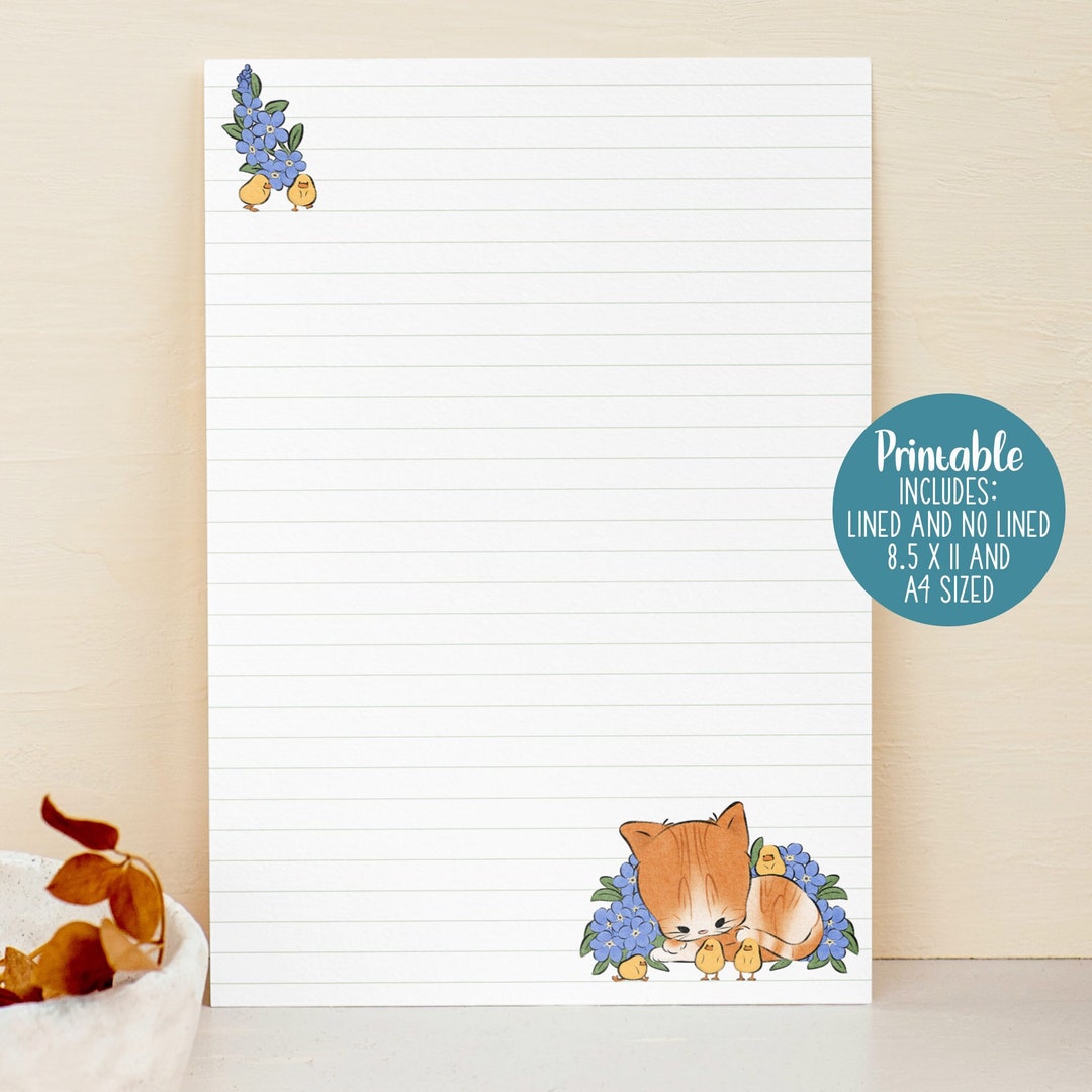 Cat Digital Stationary Paper A4 Printable Stationary Cute Goodnotes ...