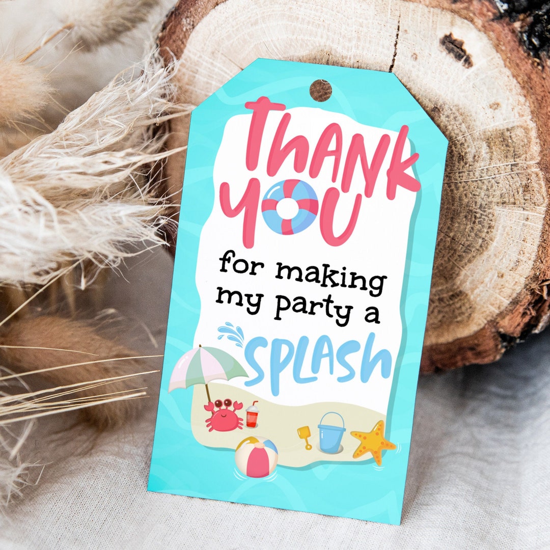 Printable Pool Party Tags Thank You Summer Party Tags Thank You for ...