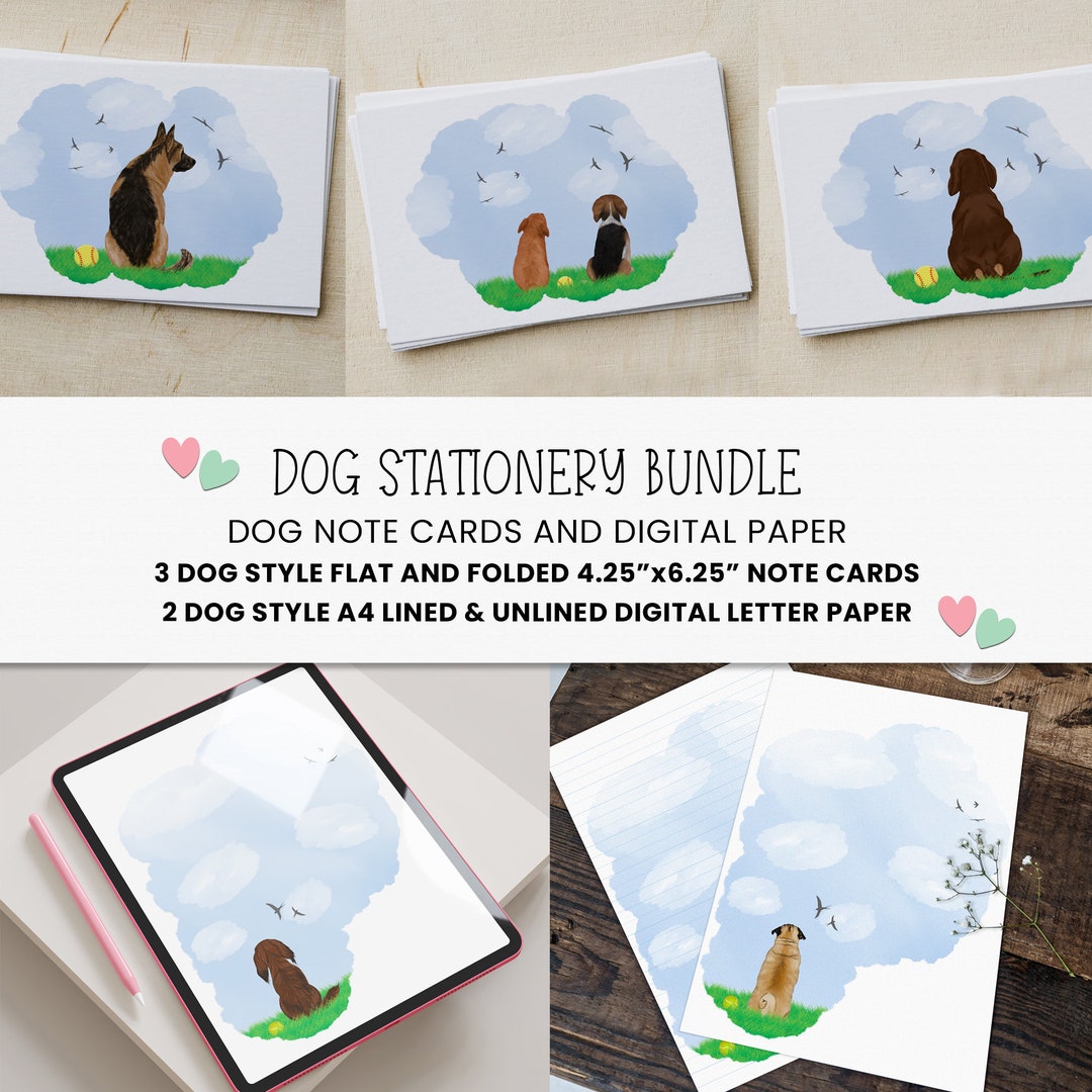 Dog Printable Bundle Blank Digital Dog Note Cards Printable Puppy ...