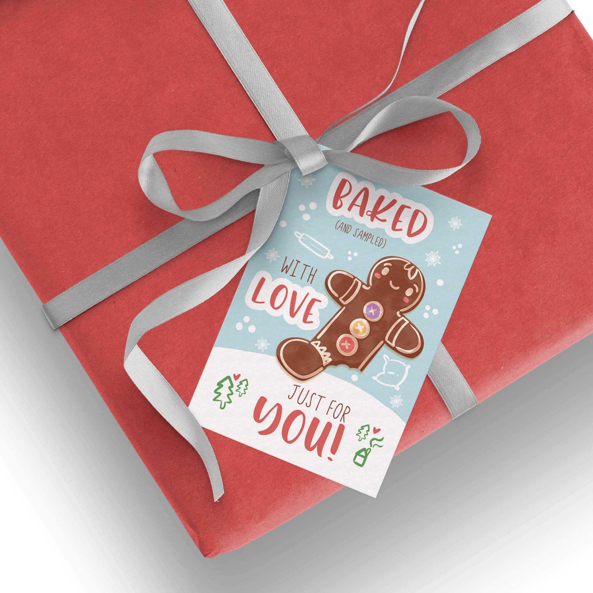 Gingerbread Man Christmas Gift Tags, Printable Baked With Love Tags ...