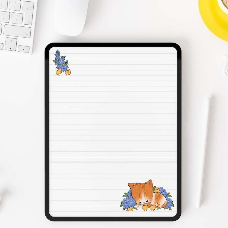 Cat Digital Stationary Paper A4 Printable Stationary Cute Goodnotes ...