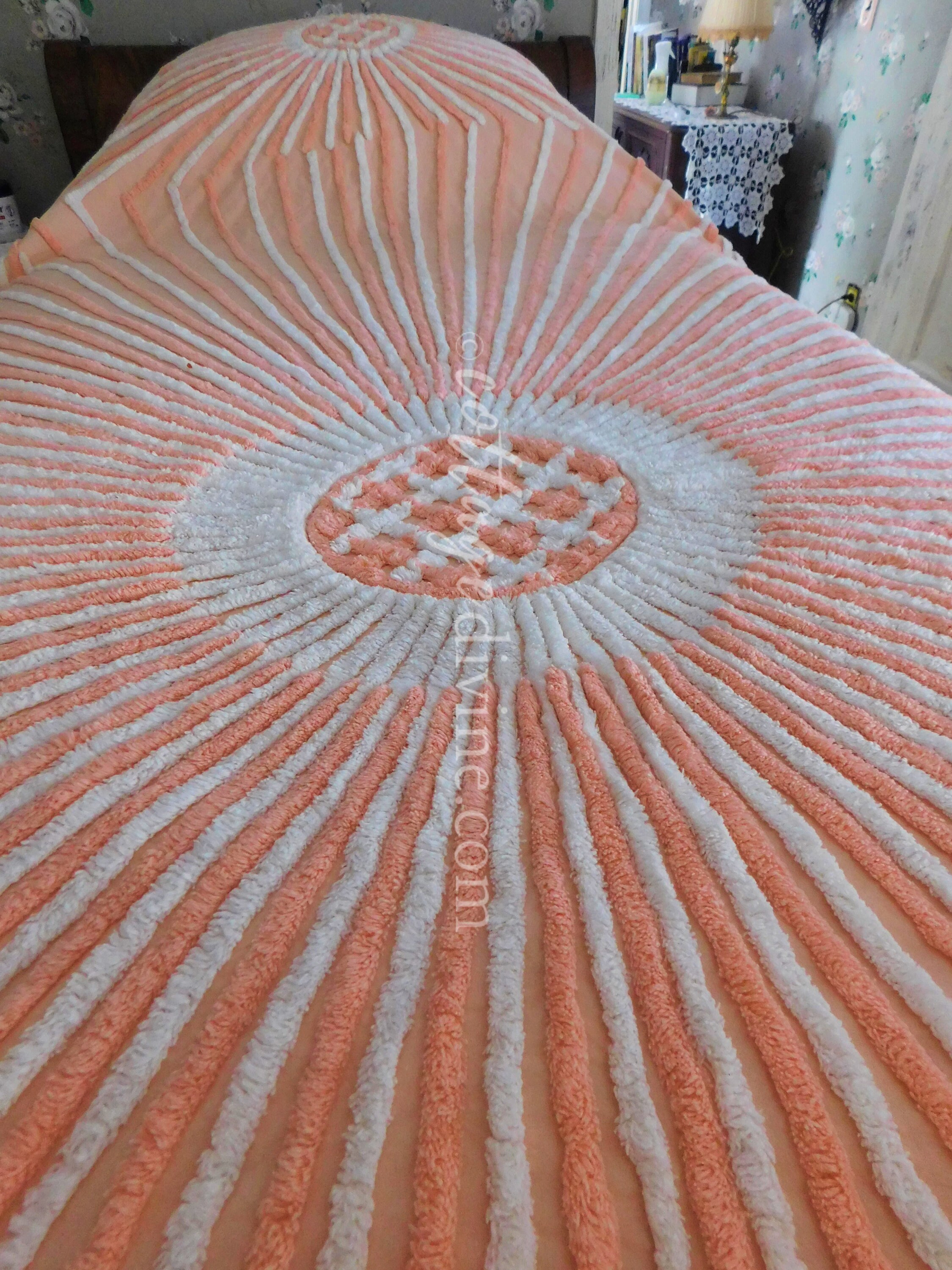 Spectacular STARBURST Peach SUN RAYS Vintage Chenille - Etsy