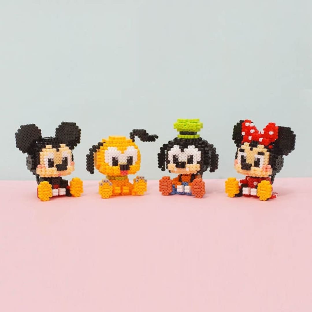 Disney Mickey Minnie Mouse 3D Perler Beads, Pixel Art, Perler Bead Art ...